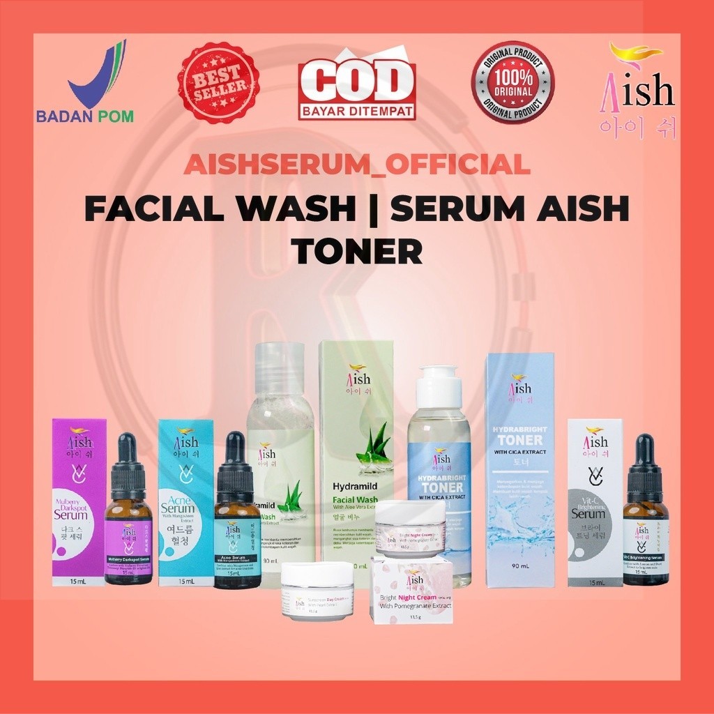 Jual TTTT AISH SKINCARE - FACIAL WASH / AISH SERUM KOREA / TONER / DAY ...