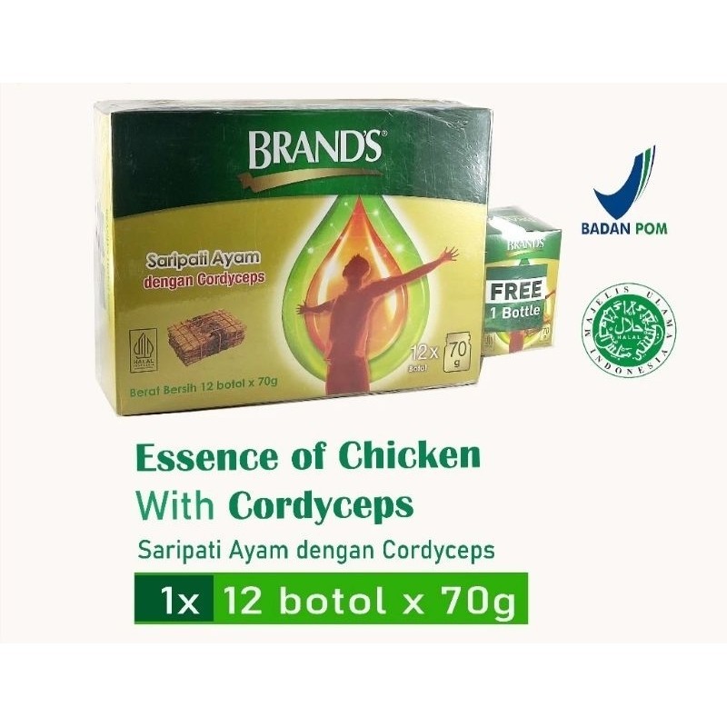 Jual Brands Sari Pati Ayam Dengan Cordyceps isi 12 botol BONUS 1BOTOL ...