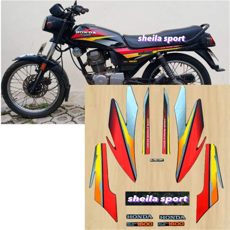 Jual Striping gl Stiker Honda GL Pro hitam Lis merah tahun 1997 ...