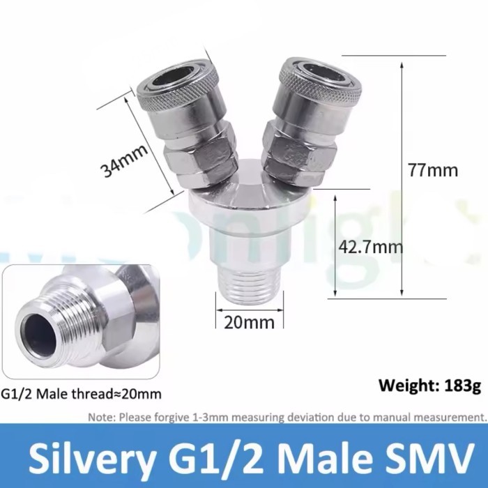 Jual YOLO SMV Male Konektor 1/2 inch 2 Cabang Kompresor Udara Angin ...