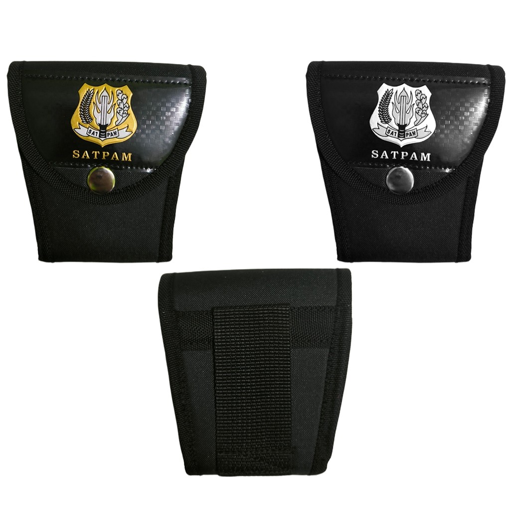 Jual AJ - Sarung Tempat Borgol Pinggang Satpam Hitam Logo Emboss Gold ...