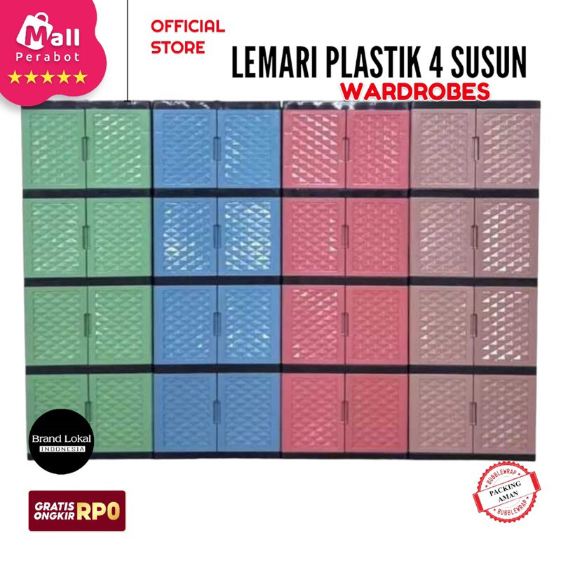 Jual GH56TG Mall Perabot | Lemari MP Pakaian 4 Susun Plastik Persegi ...