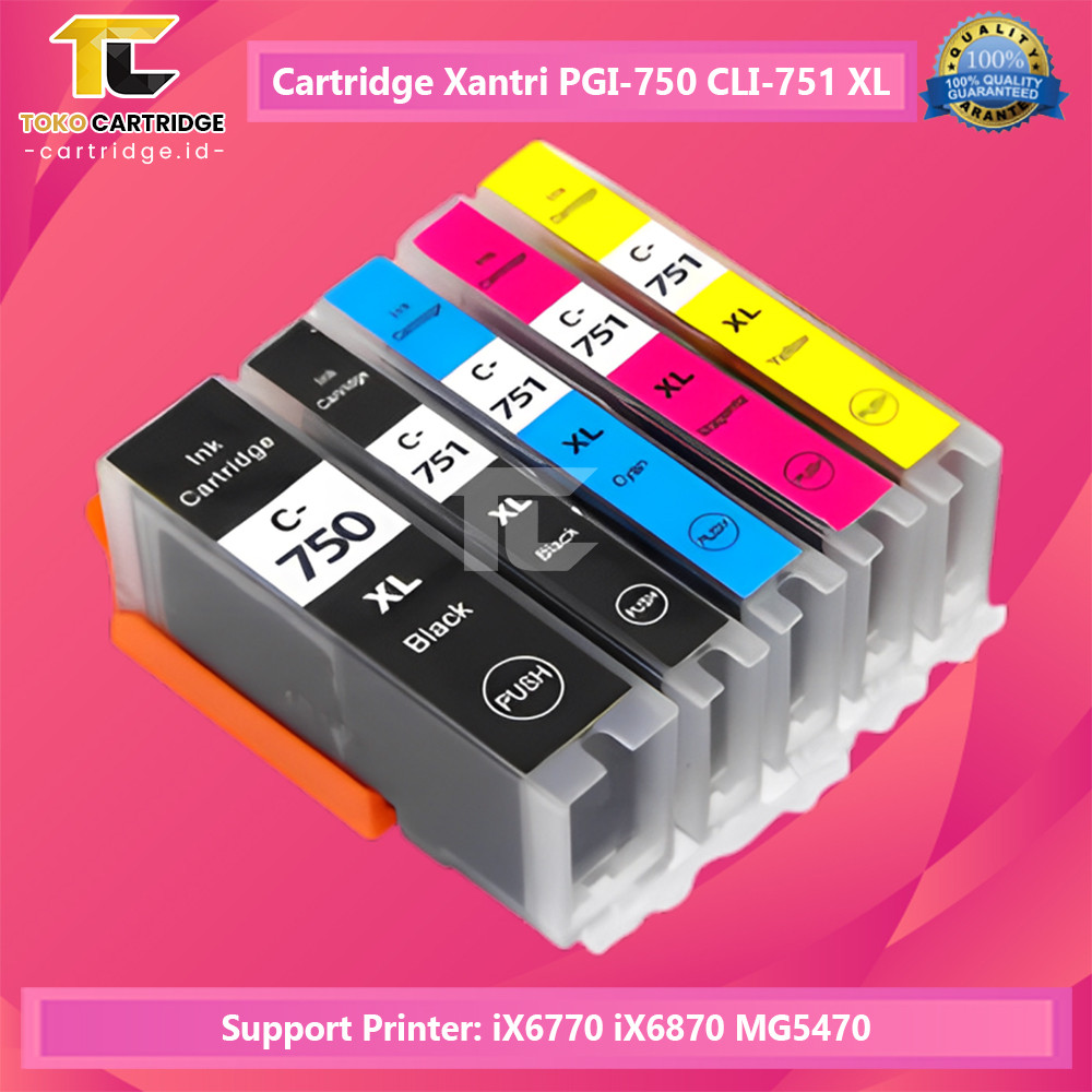 Jual Catridge Tinta Xantri PGI-750 Black CLI-751 1 SET Black Cyan ...