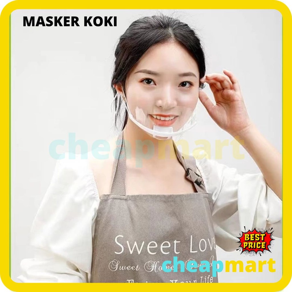 Jual [1-pcs] MASKER KOKI Transparan Masker Plastik Penutup Mulut ...
