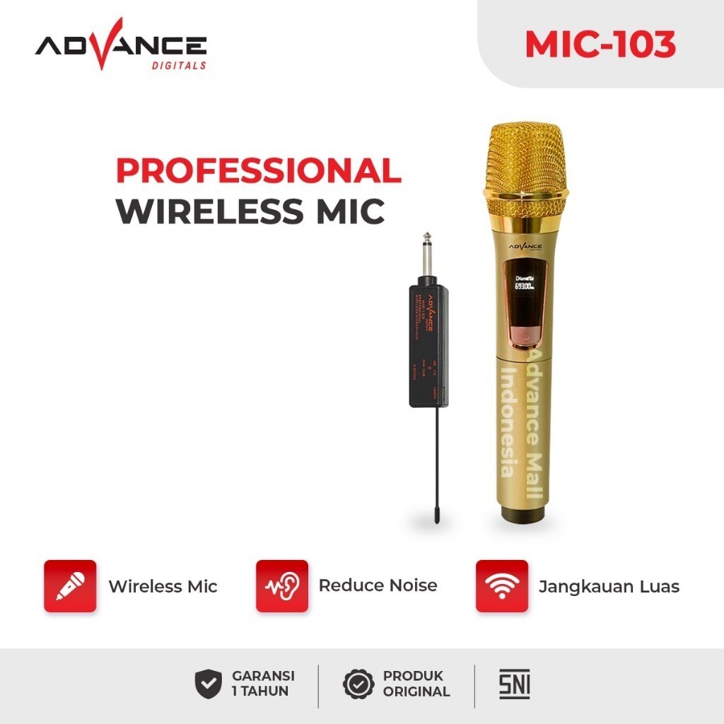 Jual ADVANCE - Mic Wireless Microphone Single Digital Recharge Baterai Charging (MIC-101/MIC-102 ...