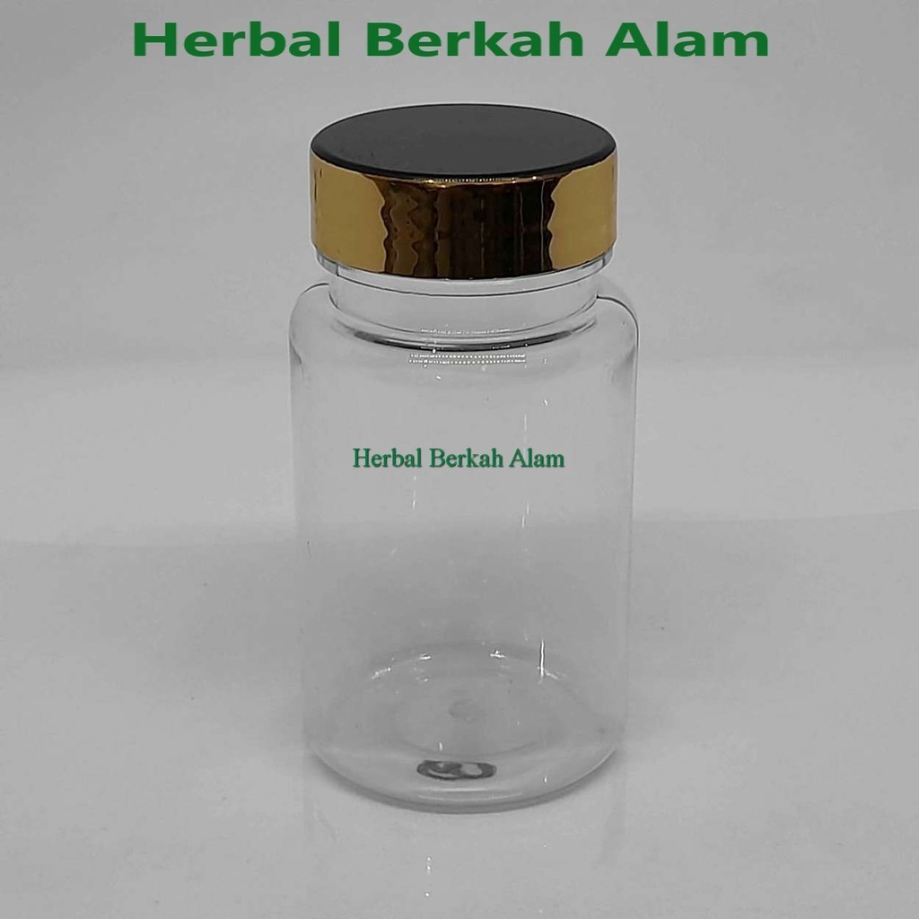 Jual Botol Obat 120 ml Natural Tutup Hitam List Full Emas / Botol Obat ...