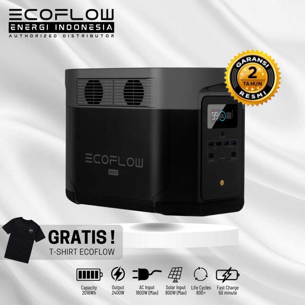 Jual ECOFLOW DELTA MAX Power Station Genset Listrik Tenaga Surya 2400W ...