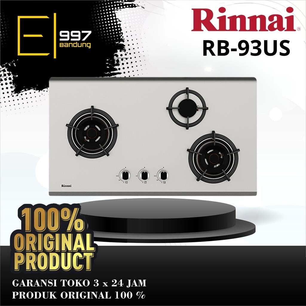 Jual RINNAI Kompor Gas Tanam RB 93US / RB 93 US Stainless 3 Tungku ...