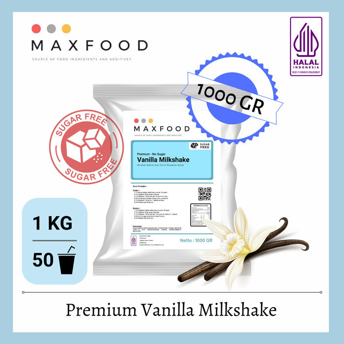 Jual MAXFOOD - Premium Non Sugar Vanilla Milkshake - Bubuk Minuman Vanilla Milkshake Tanpa Gula ...