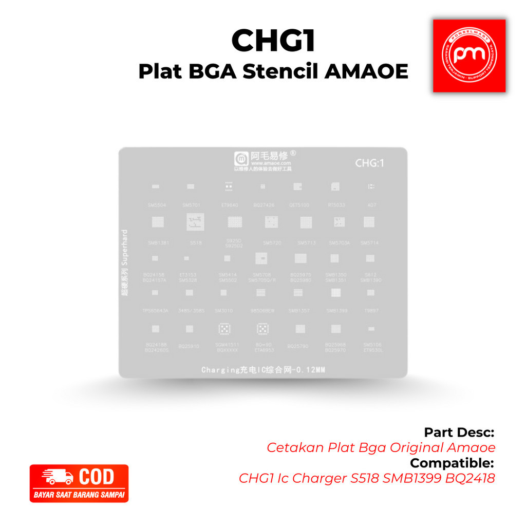 Jual Cetakan Plat Bga Stencil CHG1 Ic Charger S518 SMB1399 BQ2418 Original Amaoe | Shopee Indonesia