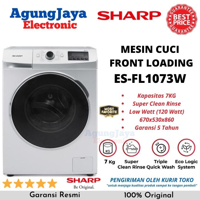 Jual MESIN CUCI FRONT LOADING SHARP ES-FL1073W 7 KG 1 TABUNG 7KG ...