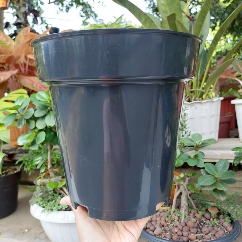 Jual pot tinggi USA ukuran 30 cm warna oren dan hitam - pot tebal ...
