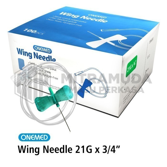 Jual OneMed Wing Needle Scalp Vein 21G Box Isi 100Pcs | Shopee Indonesia