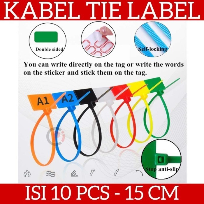 Jual Isi 10 Pcs Cable Ties Tie Pengikat Kabel Dengan Tag Label 150mm ...