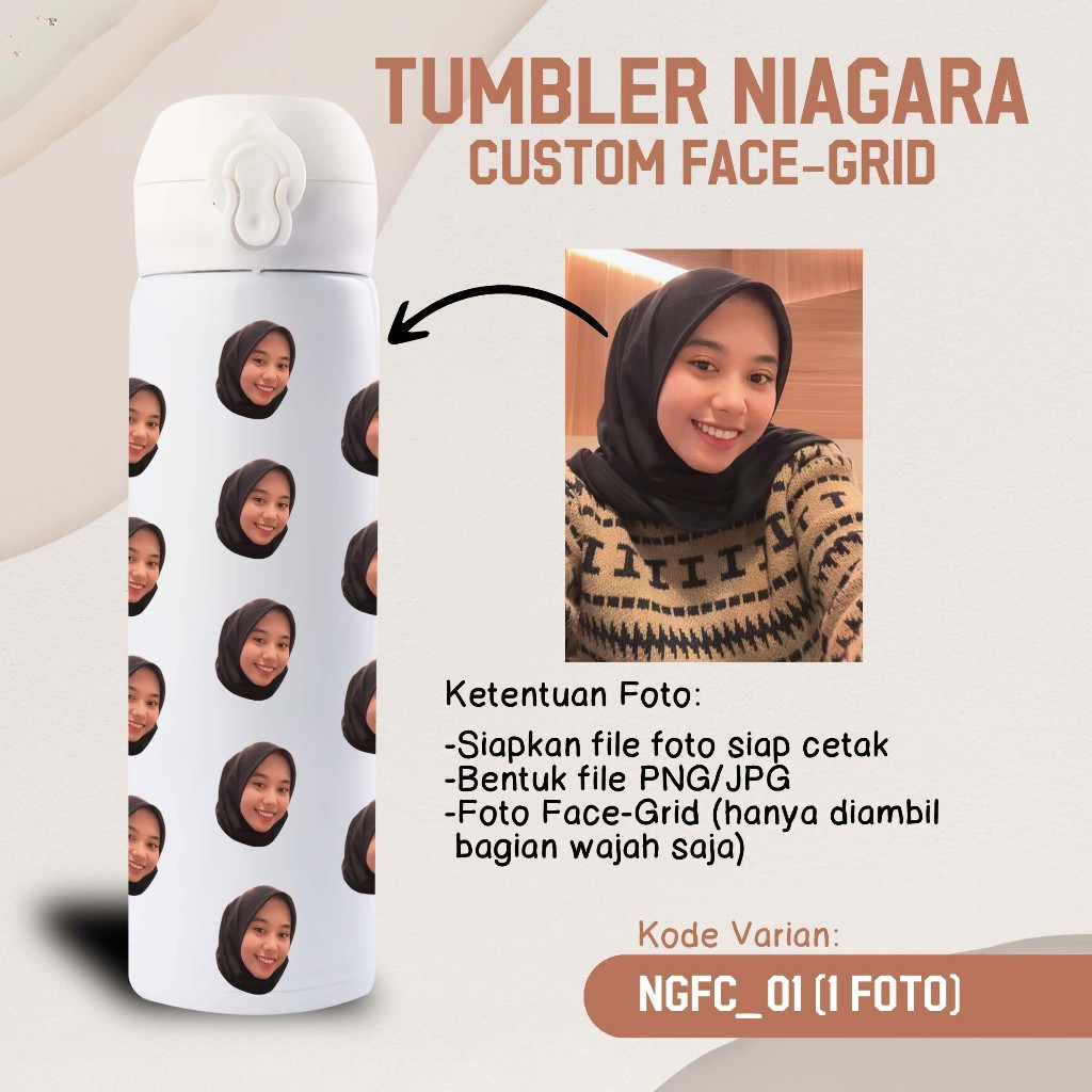 Jual CUSTOM TERMOS TUMBLER NIAGARA FULL PRINT UV / DESAIN CUSTOM FOTO WAJAH FACE GRID / BOTOL ...
