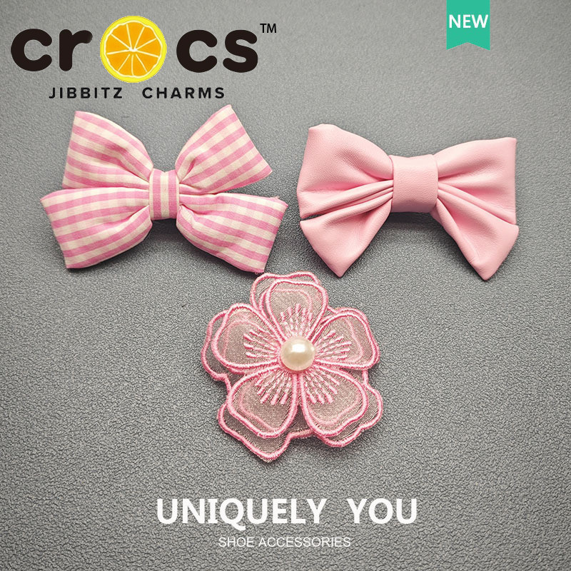 Jual Jibbitz crocs charm Bow Pink Pearl Petal High Quality Cute Shoes ...