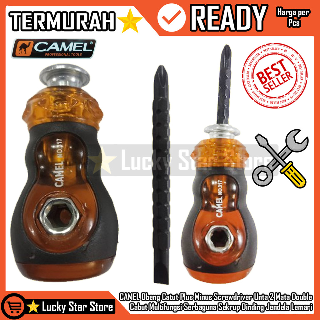 Jual CAMEL Obeng Catut Plus Minus Screwdriver Unta 2 Mata Double Mini ...