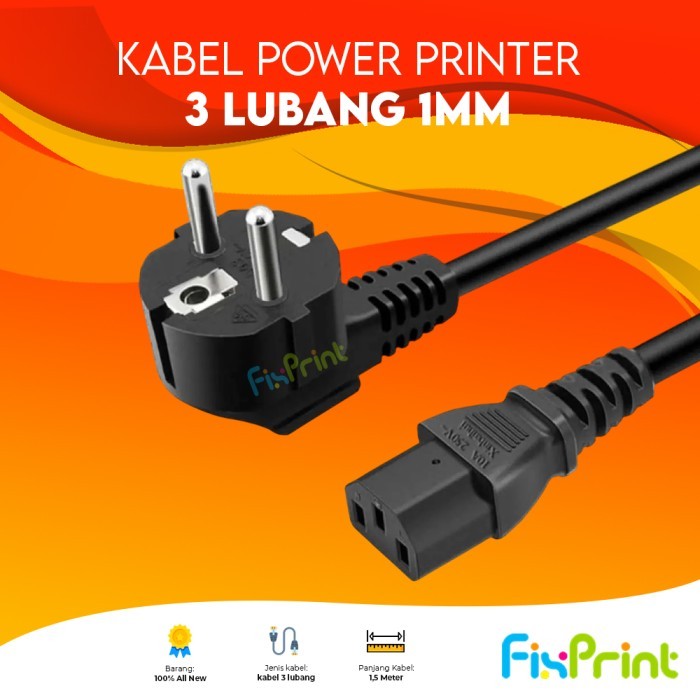 Jual Kabel Power 3 Lubang 1mm Cable Power Adaptor Printer 1,5M New ...
