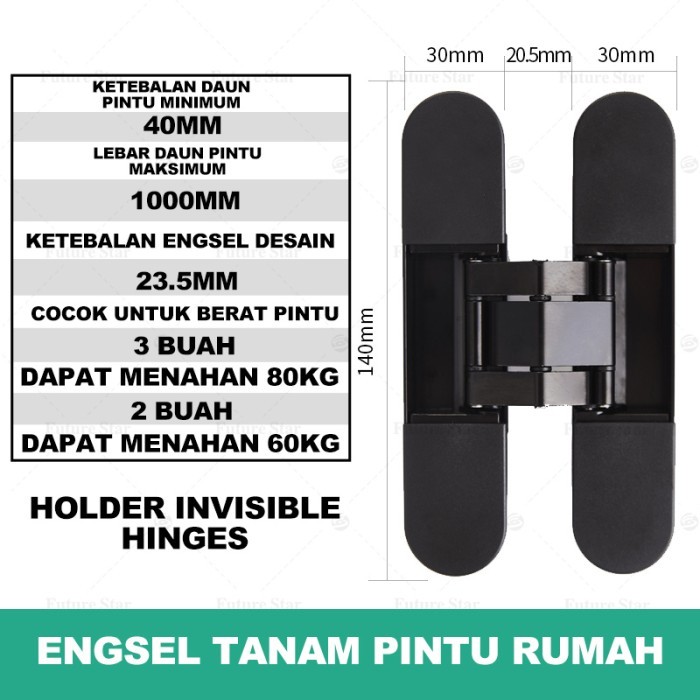 Jual Engsel Tanam Pintu Rumah Holder Invisible Hinges Adjustable Door ...