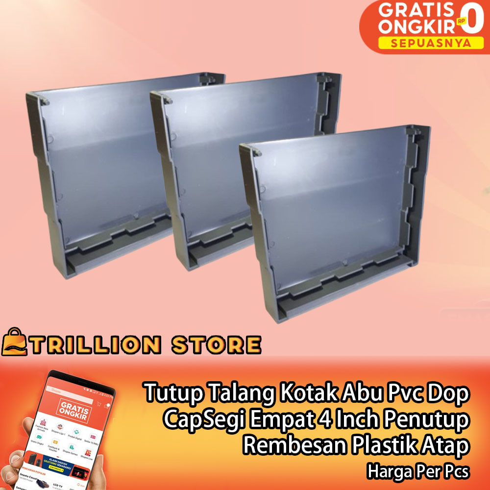 Jual Tutup Talang Kotak Abu Pvc Dop Cap Segi Empat 4 Inch Penutup ...