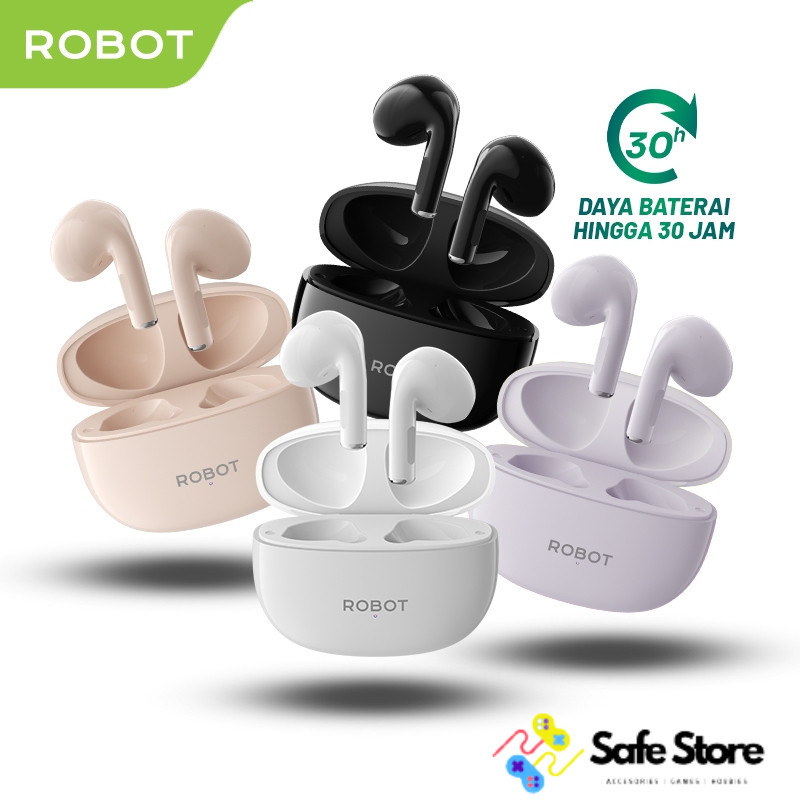 Jual ROBOT TWS Flybuds T10S Semi In Ear Wireless Earbuds Bluetooth 5.3 ...