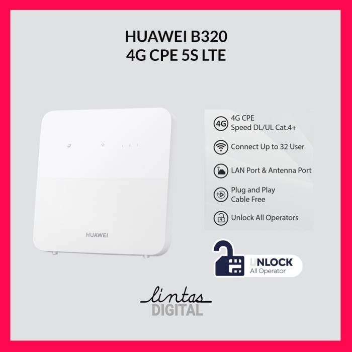 Jual Huawei B320 4G CPE 5s Modem Wifi LTE 195Mbps Wifi 300Mbps Unlock ...