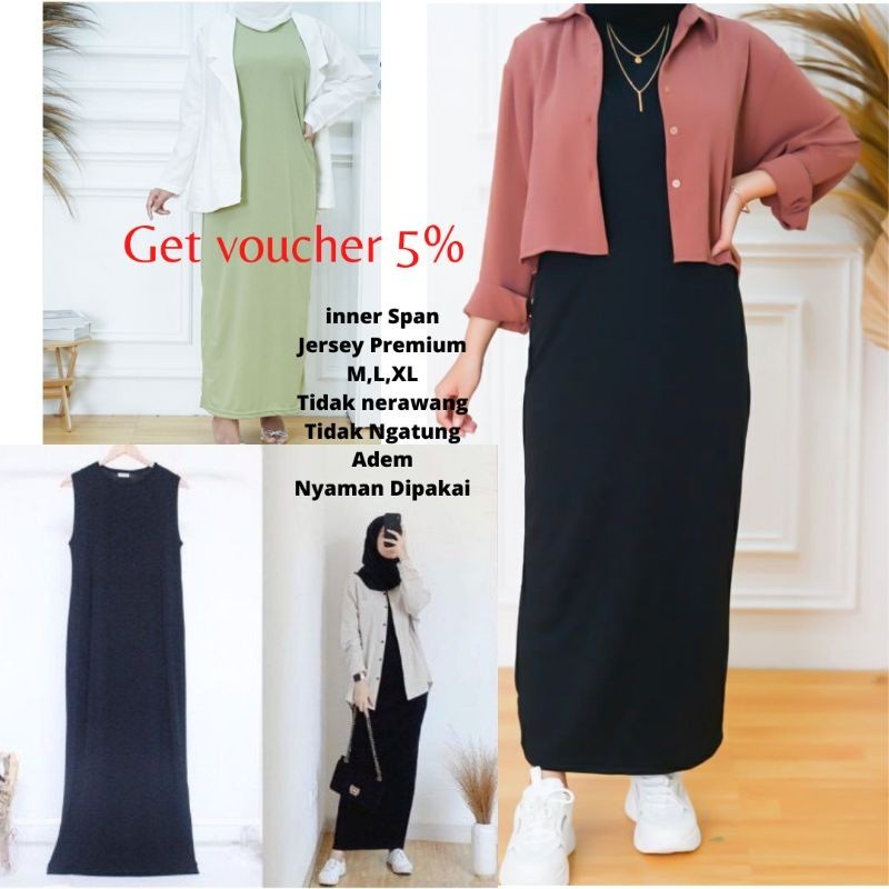 Jual Inner Span Inspan Long Dress RIK / Iner Dress Tanpa Lengan Keren ...