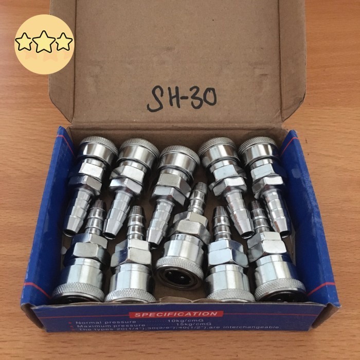 Jual QUICK COUPLER SH30 10MM sambungan selang kompresor recoil kopler ...