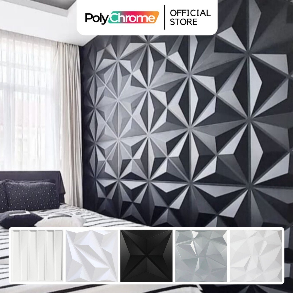 Jual Wallpanel Putih & Hitam PVC 50 x 50 cm Bahan Padat Anti air Kuat ...