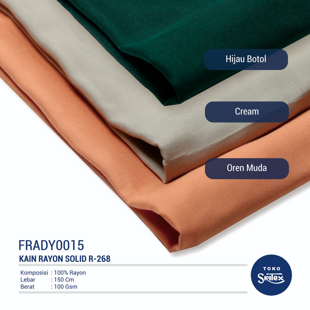 Jual Toko Sritex Kain Rayon Plain Dyed IV Premium Ekspor, R268. Harga ...