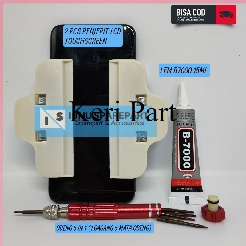 Jual OBENG SET HP UNIVERSAL OBENG 5 IN 1 + LEM B7000 15ML + PENJEPIT LCD TOUCHSCREEN ORIGINAL ...