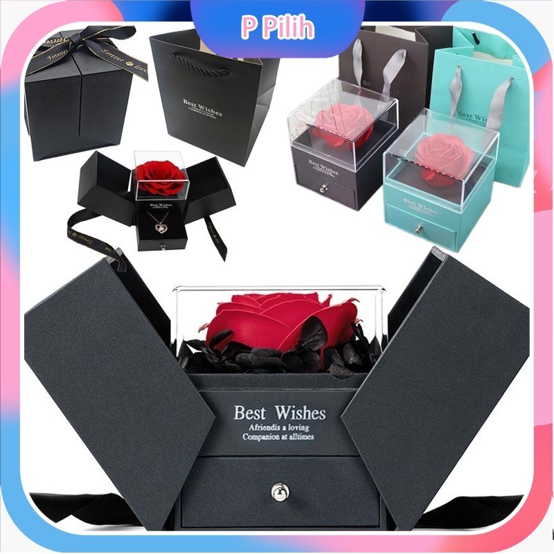 Jual Eternal Rose Gift Box / Kotak Perhiasan Kado Kalung Cincin Lamaran ...