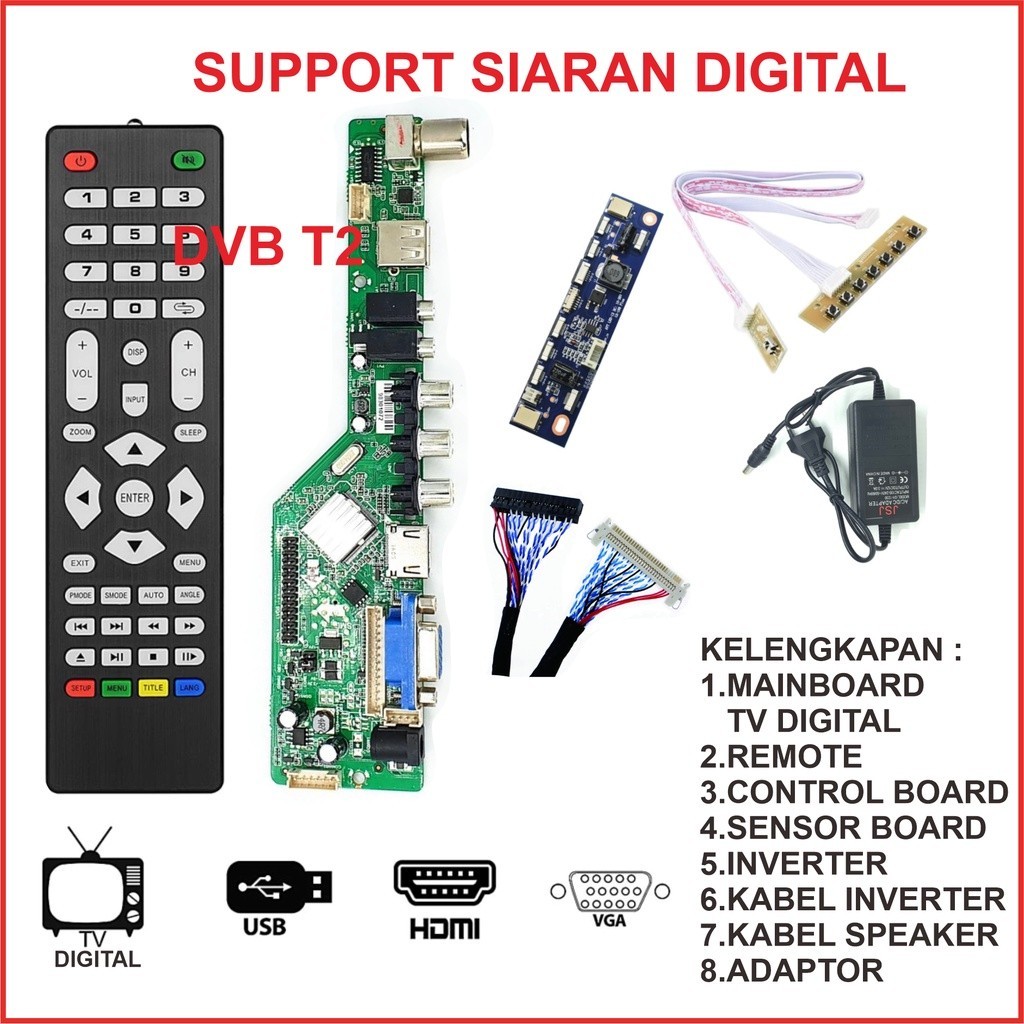 Jual Paket MESIN TV DIGITAL DVB T2 Universal LCD LED TV Main Board TV ...