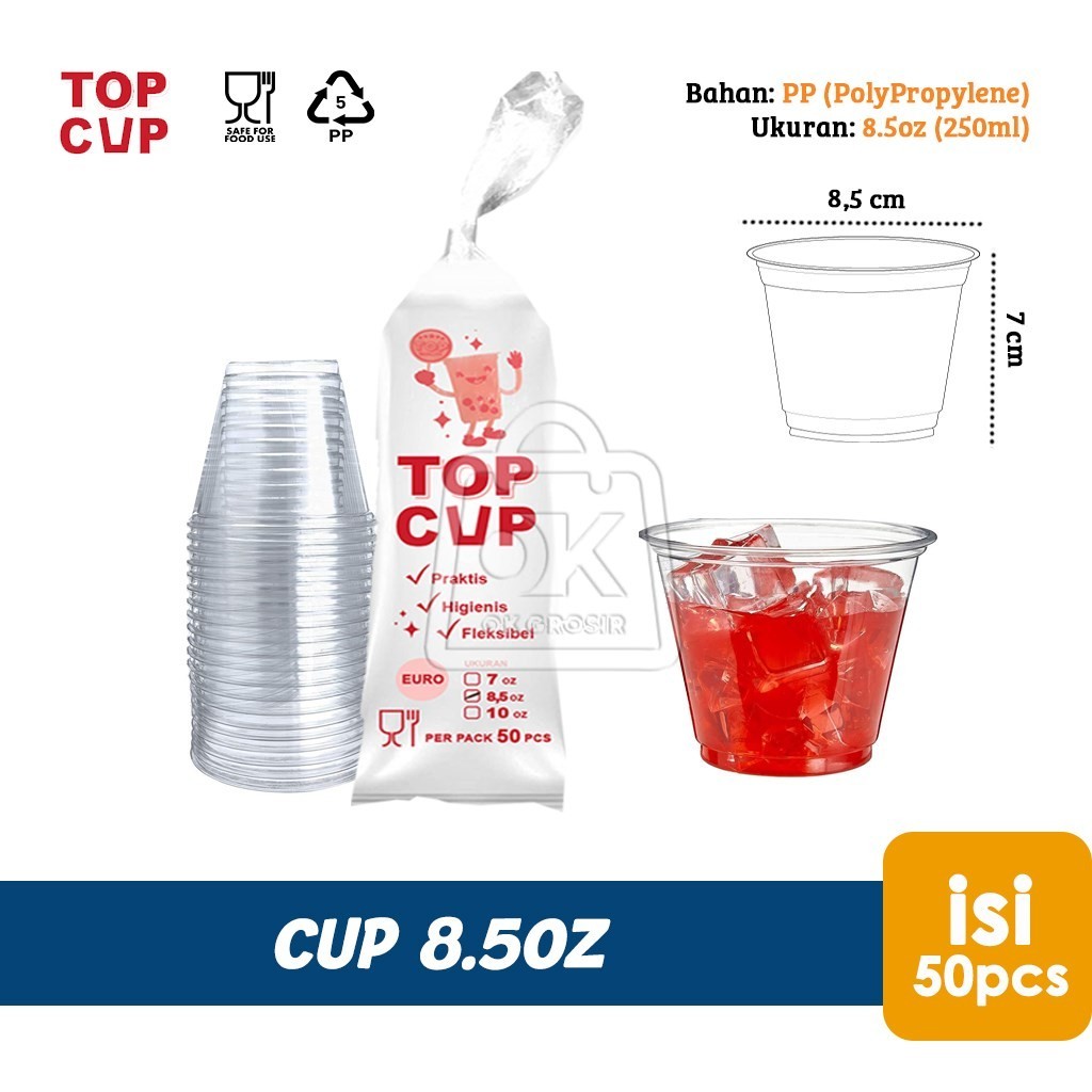 Jual Cup Plastik 8,5 oz TOP CUP Gelas Plastik PP (1 Slop isi 50 pcs) | Shopee Indonesia