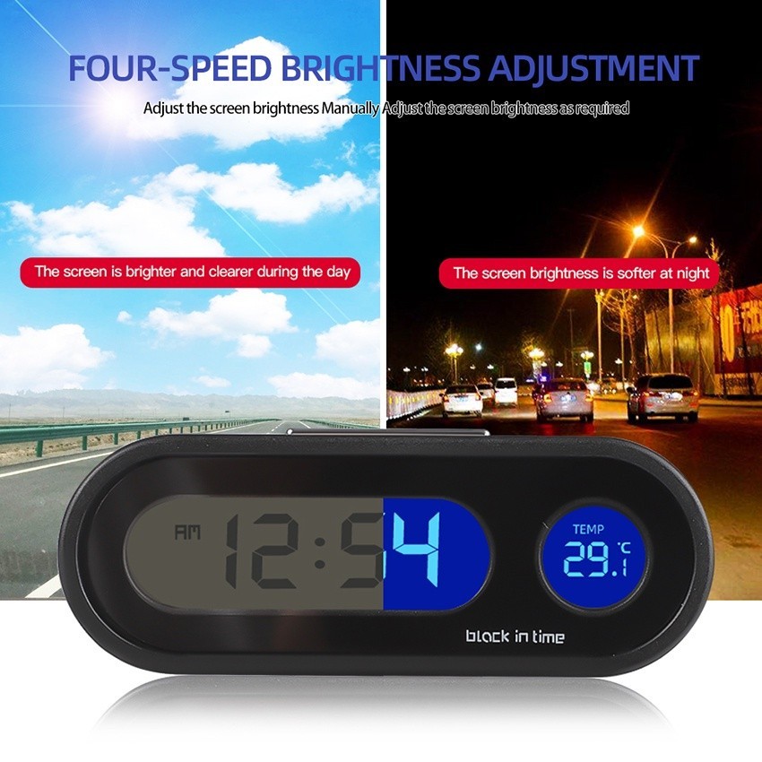 Jual Jam Digital LED Blacklight Biru Dengan Termometer Untuk Dashboard ...