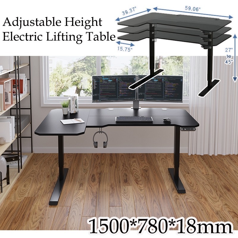 Jual Adjustable height work table 150cm L-shaped desktop Wooden desktop ...