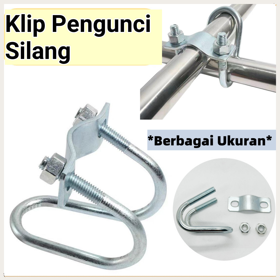Jual Klip Pengunci Silang Berbentuk U / Screw Pipe Clamp Double U ...