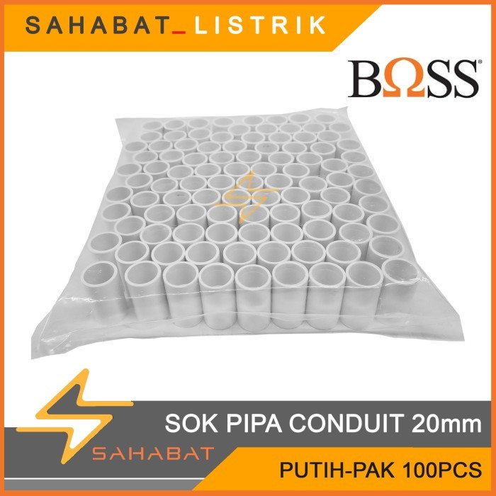 Jual BOSS SOKET SOK PIPA CONDUIT PUTIH 20MM PER PACK 100 PCS | Shopee ...