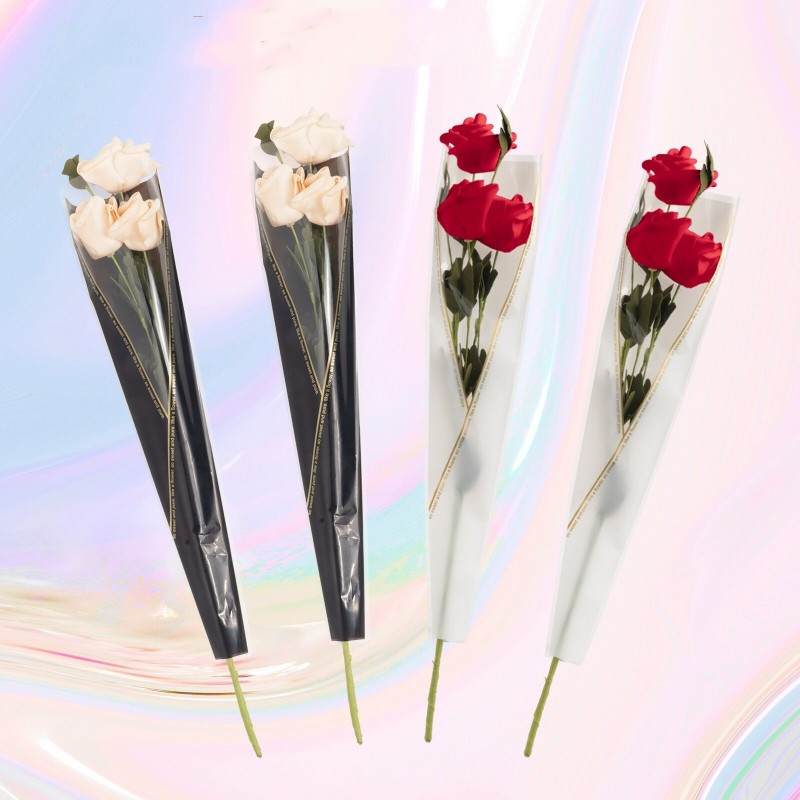 Jual Clear Rose Sleeve Plastik Single Flower Plastic Bening Rose Mawar ...