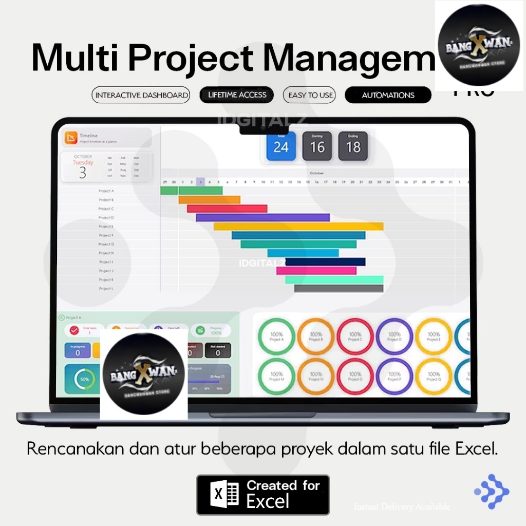 Jual [T0124] Multi Project Management Pro Excel - Template Manajemen ...