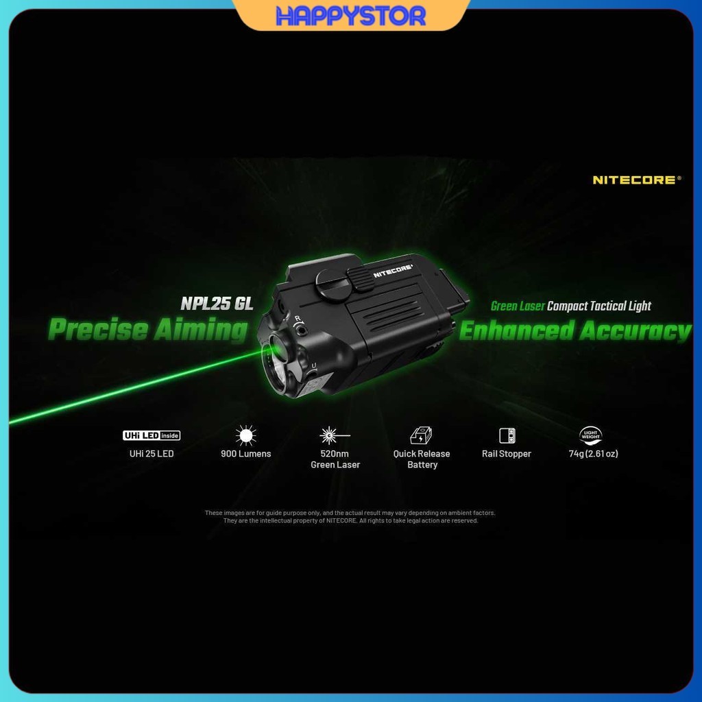 Jual NITECORE Senter Pistol LED Green Laser Weapon Tactical UHi 25 ...