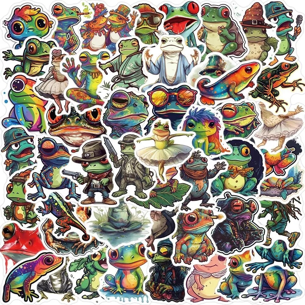 Jual 51PCS Colorful Trippy Frog Stickers Aesthetic Vinyl Waterproof ...