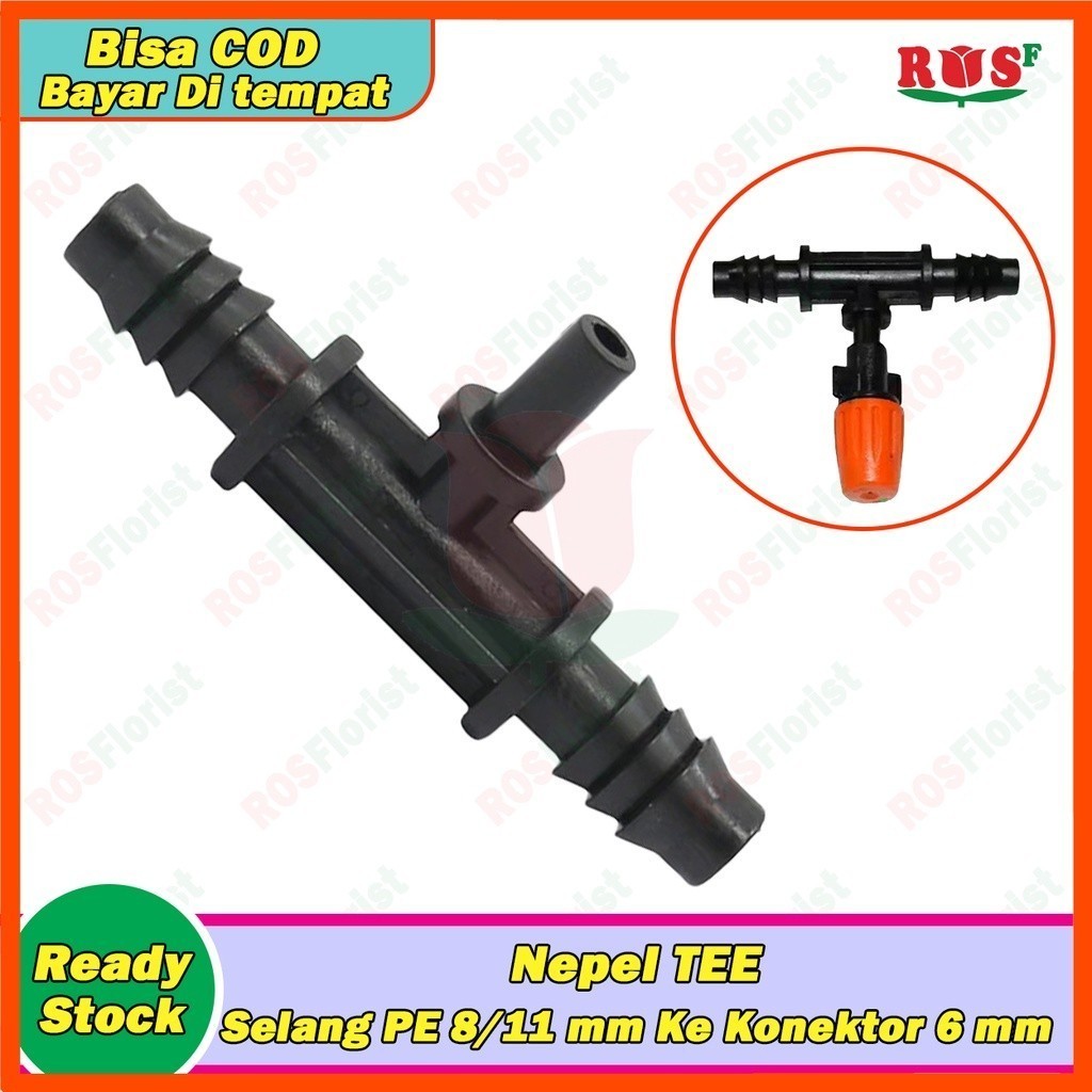 Jual RF - Nepel Tee Selang PE 8 x 11 mm Ke Socket 6 mm Mist Nozzle ...