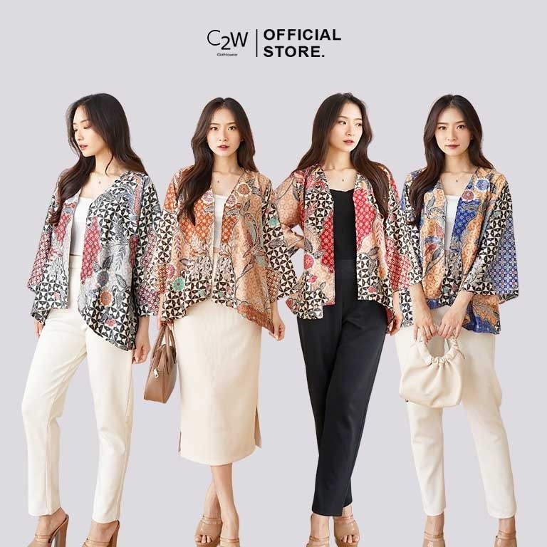 Jual C2W Clothtowear Blazer Batik Wanita All Size Satin Women's Clothes Fashion 925-SKR | Shopee ...