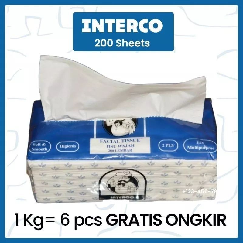Jual INTERCO TISSUE FACIAL 200SHEET 2PLY / TISU 200 LEMBAR / TISU WAJAH ...