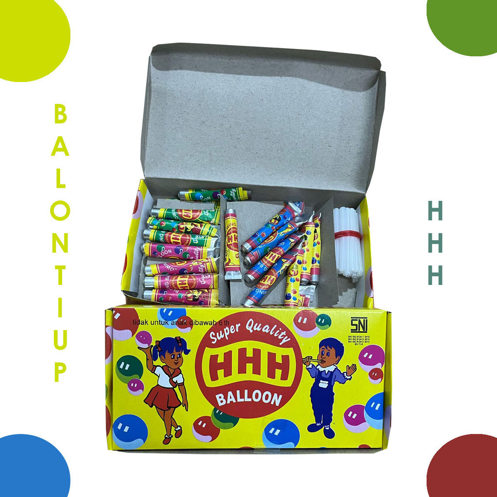 Jual Balon Tiup Jadul - Balon Lem - Mainan Balon Jadul Merek HHH (1 box ...