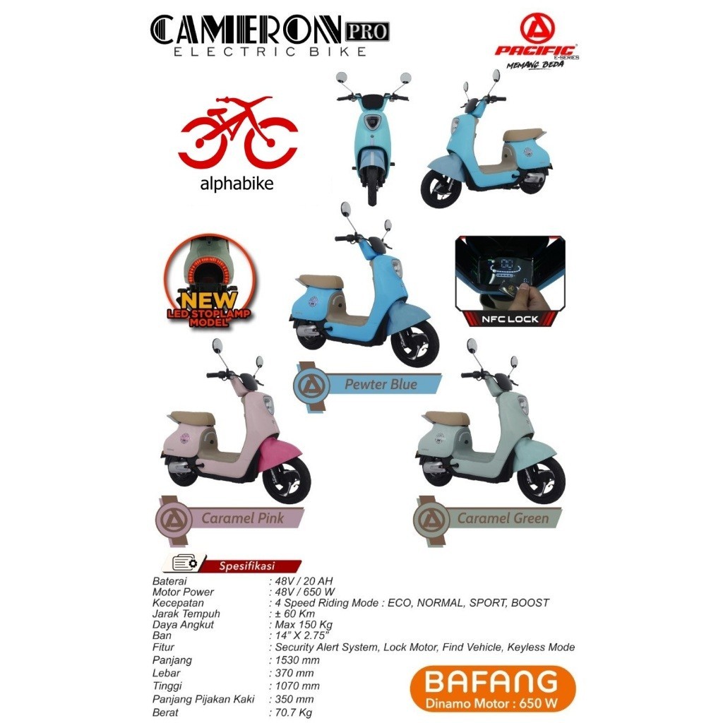 Jual SEPEDA LISTRIK PACIFIC CAMERON PRO NFC 14 X 2.75 E-BIKE EBIKE ...