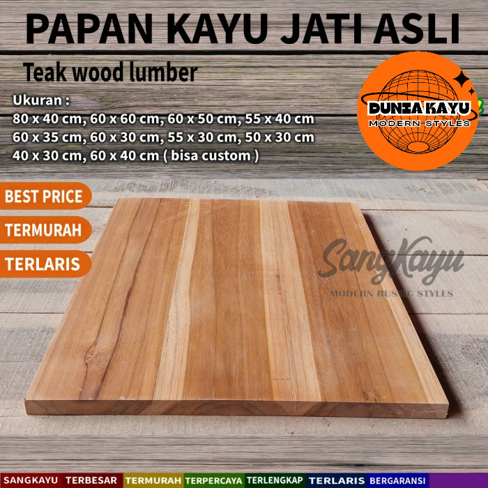 Jual Papan kayu jati asli 60x60 papan ambalan wooden board bahan daun ...