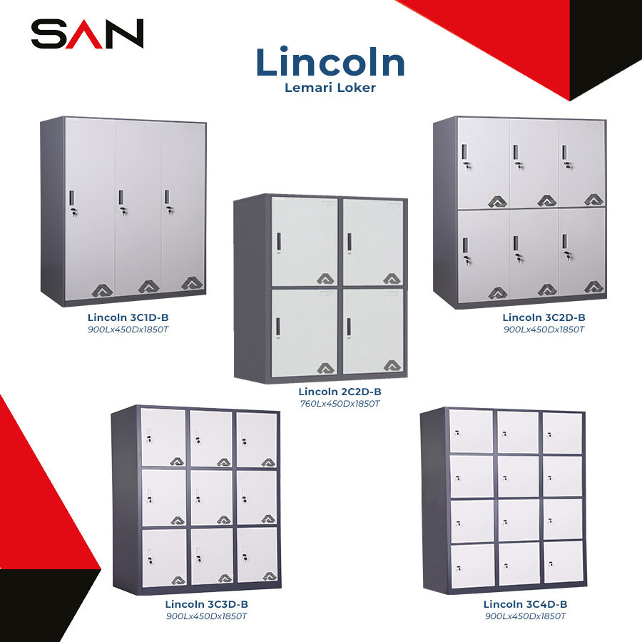 Jual Loker Besi Lemari Locker Abu Abu SAN LINCOLN 2-3 Kolom 3-12 Pintu ...