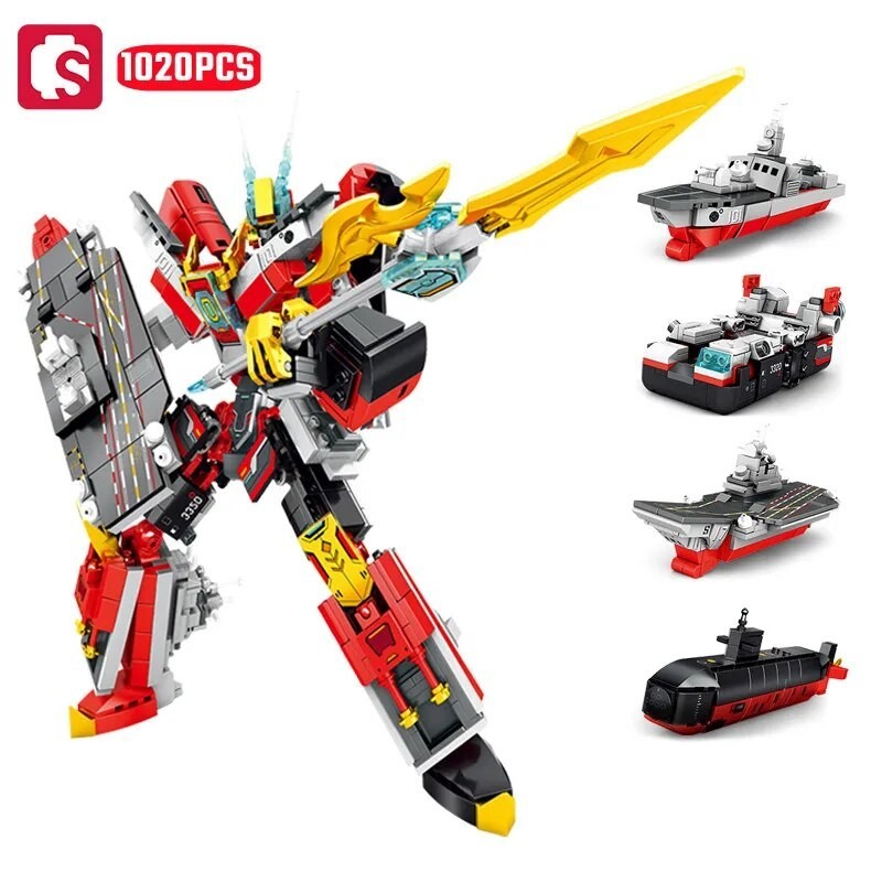 Jual SEMBO 4IN1 Battleship Transforming Mecha Building Blocks Kits MOC ...